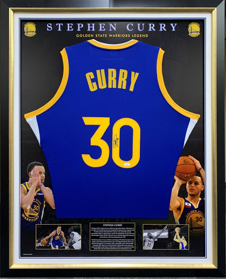STEPHEN CURRY SIGNED GOLDEN STATE WARRIORS SINGLET FRAMED JSA ENDORSED ...