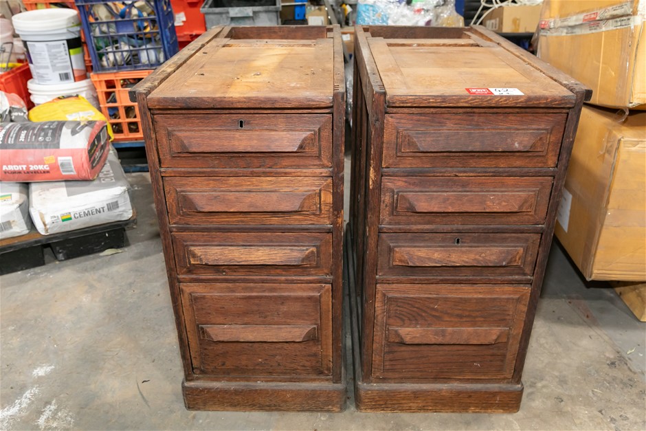 A. Cutler And Son 2 x Oak Under Desk Drawer Units Auction (0042-5058681) | Grays Australia