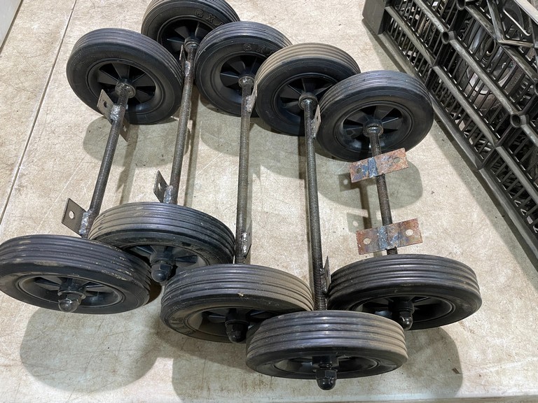 Qty of 5 Pairs of Solid Wheels with Axels and Mounting Brackets Auction ...