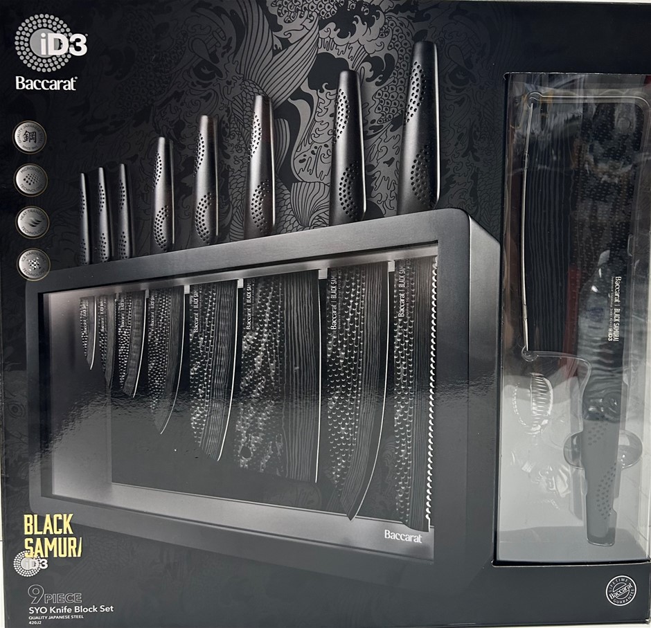 BACCARAT iD3 BLACK SAMURAI 9 Piece SYO Knife Block Set Auction (0168 ...