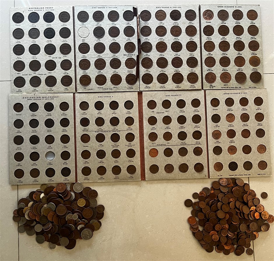 Bulk Items: Pennies & Half Pennies Set, Kilo Of World & Decimal Coins ...
