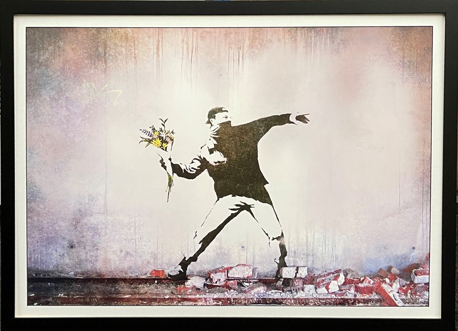 BANKSY - FLOWER BOMBER PRINT FRAMED Auction (0092-2563791) | Grays ...