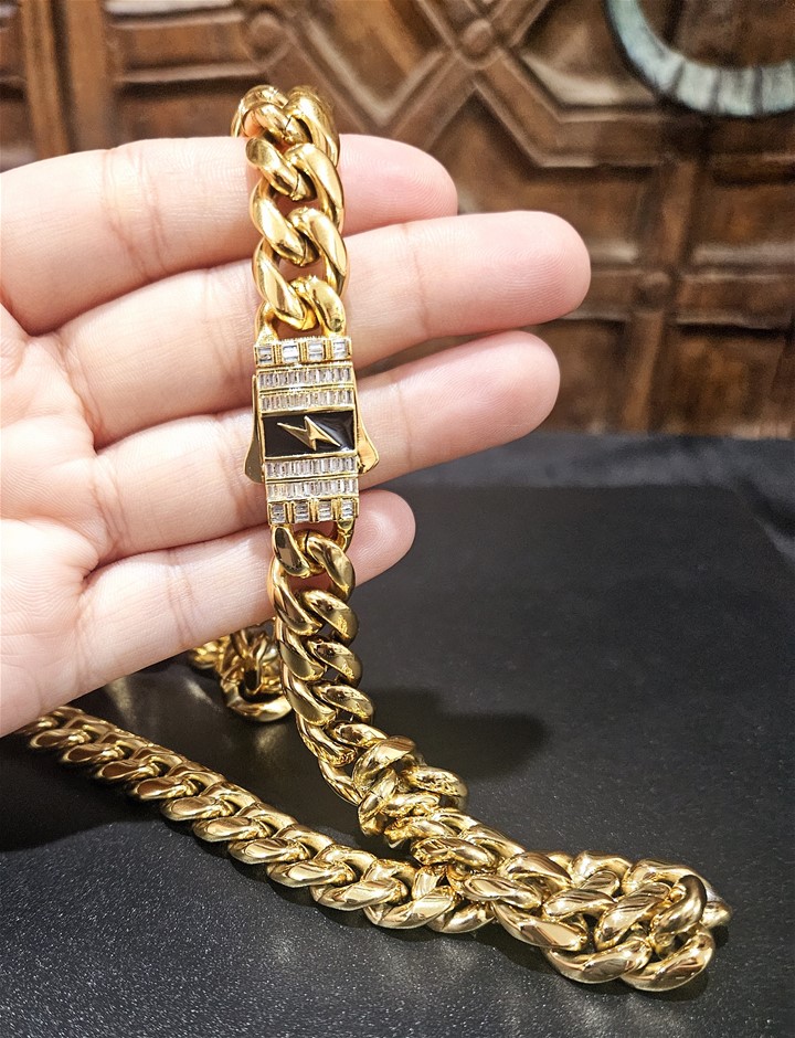18k Yellow Gold Filled Cuban Chain stamped(18K)-55cm-Quality Guarantee ...