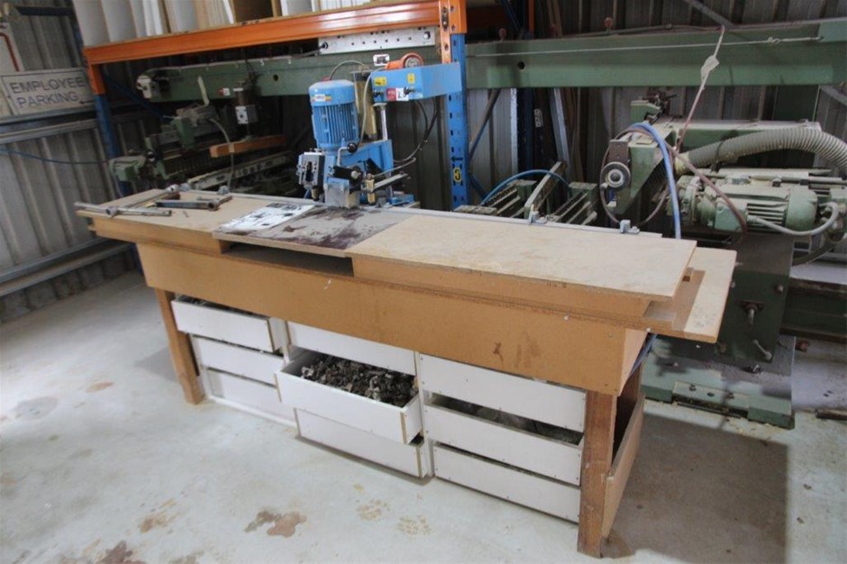 Hettich Blue Max Hinge Multi Head Drill Machine with Timber Work Bench ...