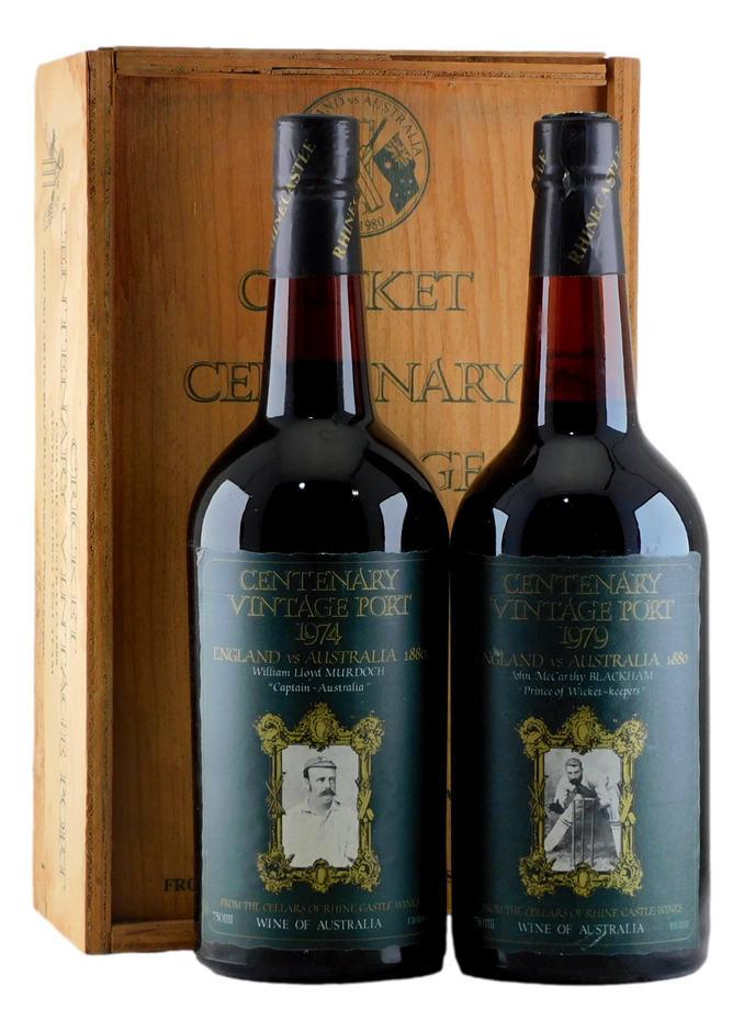 Rhine Castle Wines Cricket Centenary 1974 & 1979 Port (2x 750mL) Aus ...