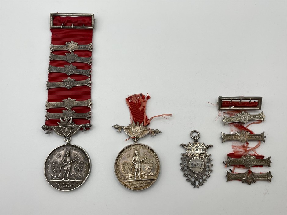 3 x Fire Brigades & Fire Police medals & loose service bars Auction ...