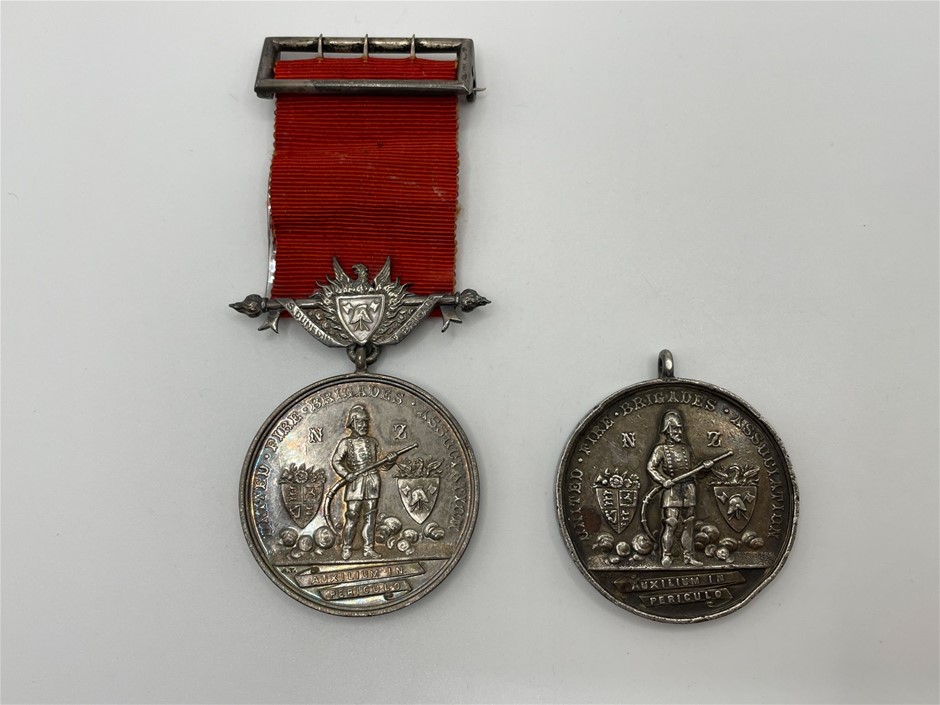2 x United Fire Brigades Association Long Service Medals (5 yrs), in ...