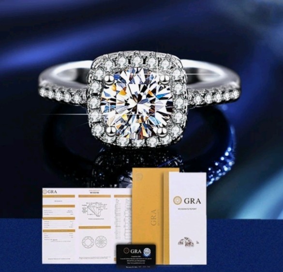 1.00ct GRA Laser Inscribed - VVS1 Moissanite Engagement Ring Auction ...
