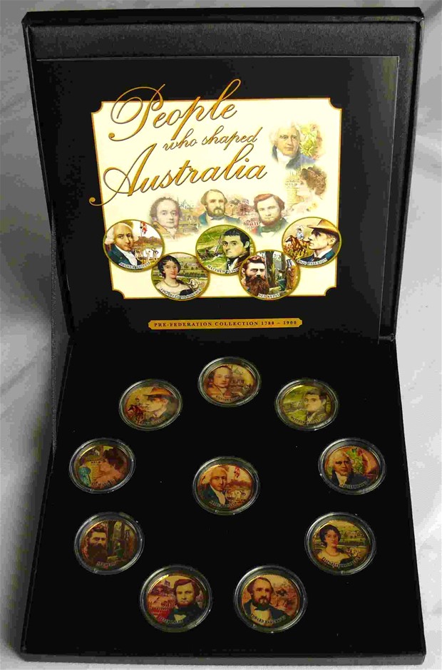Set of 10x Gold Plated Coloured Pennies, People Who Shaped Australia ...