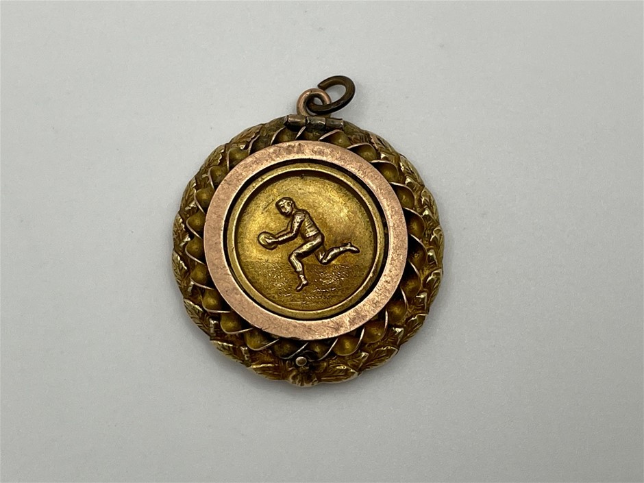 1911 9ct Gold Football Club Locket won by V. Yelland. Approx. 9.8gm ...