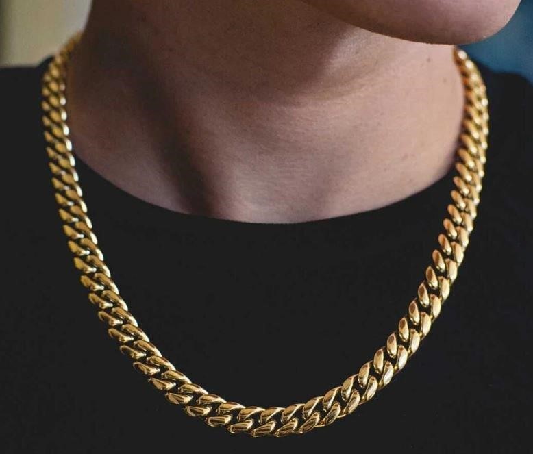 18k Yellow Gold Filled Cuban Chain stamped(18K)-60cm Auction (0001 ...