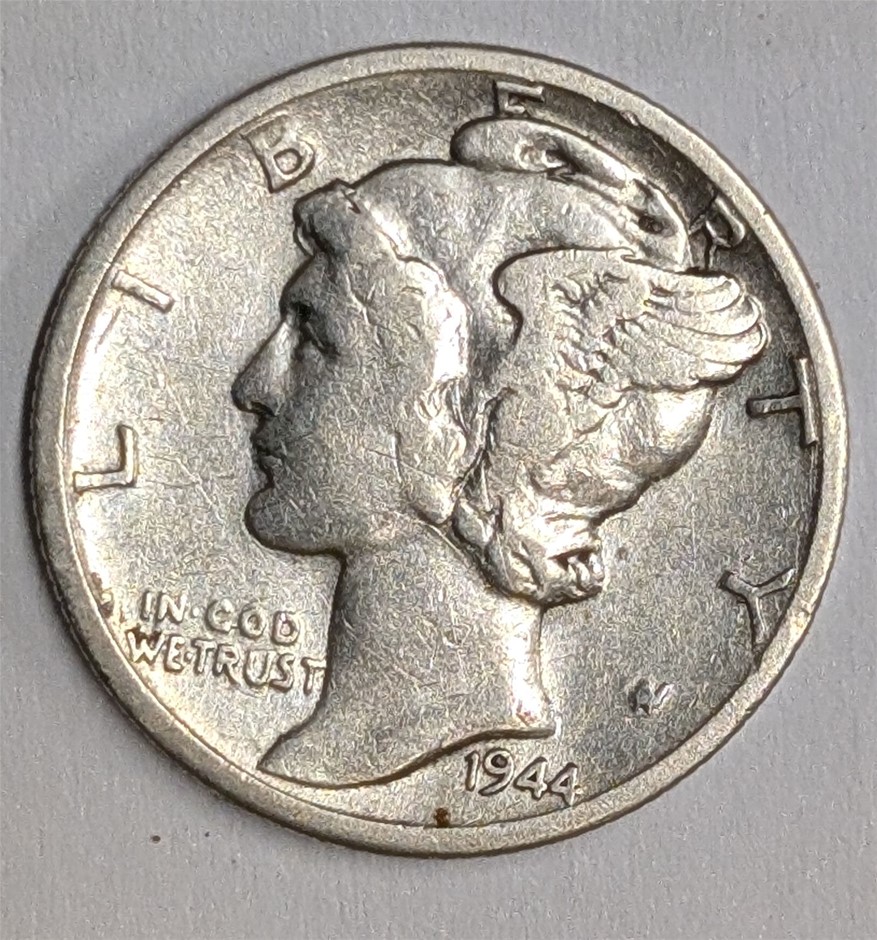 1944 S UNITED STATES USA Silver Mercury Dime ten cents Coin Auction ...