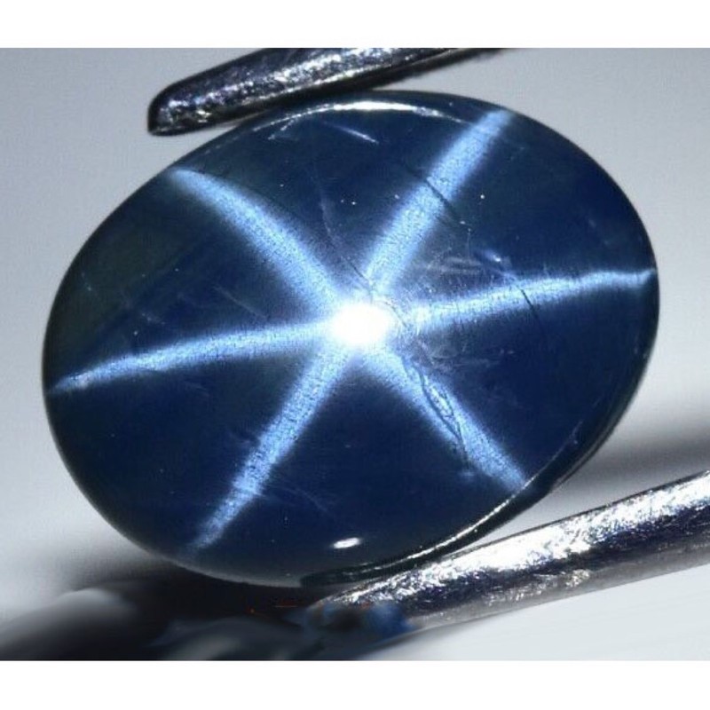 1.35ct Natural Oval Cabochon Cut Deep Blue 6 Ray Star Sapphire Gemstone ...