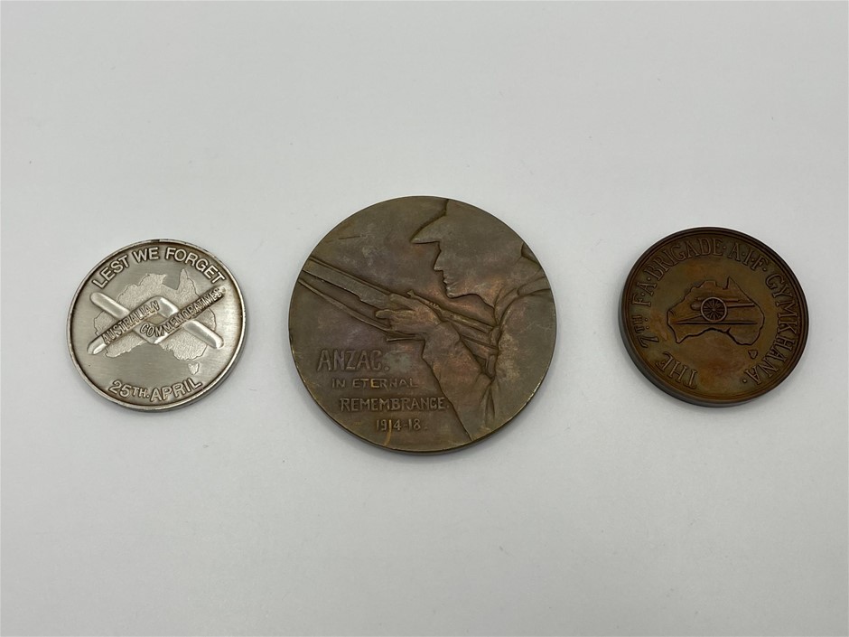 3 x Asstd. ANZAC Medals, incl. 1 x 1914-18 ANZAC Bronze Medallion ...