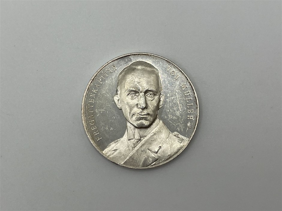 1914 Captain Von Muller, SMS Emden Silver Medal, S.M.S Emden 1914 ...