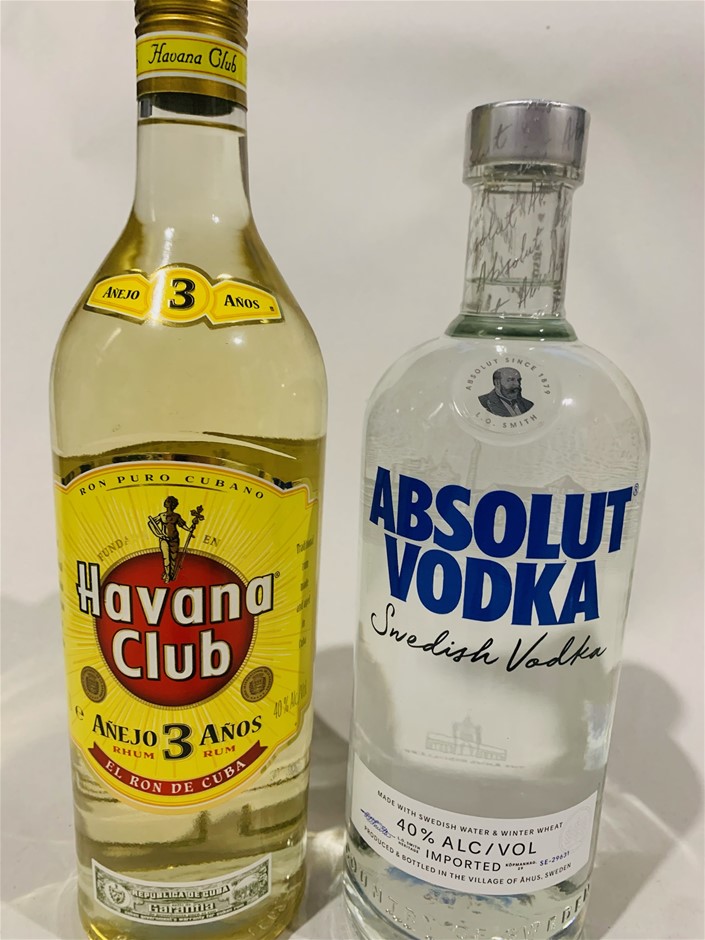 Lot of spirits 2 litres havana club rum, Absolut swedish Vodka Auction ...