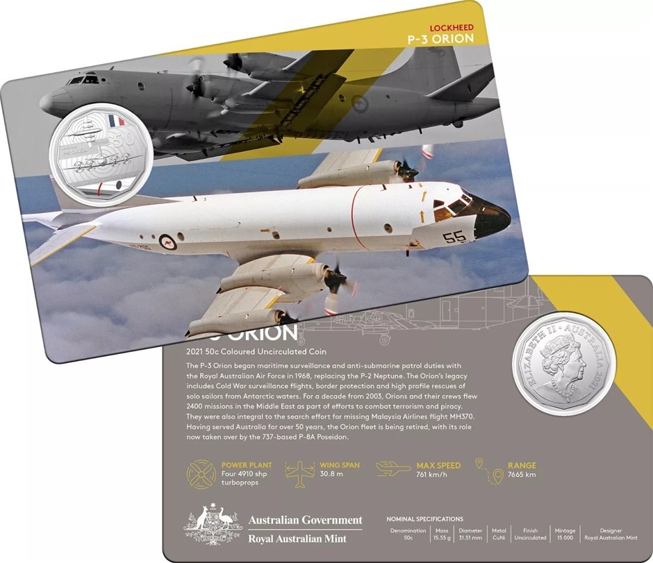 2021 A Century of Air Power - 50c Coin - Lockheed P-3 Orion Auction ...