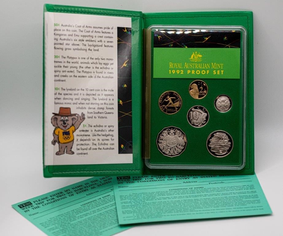 1992 AU commemorative proof coin set incl. XXV Olympiad, Barcelona ...