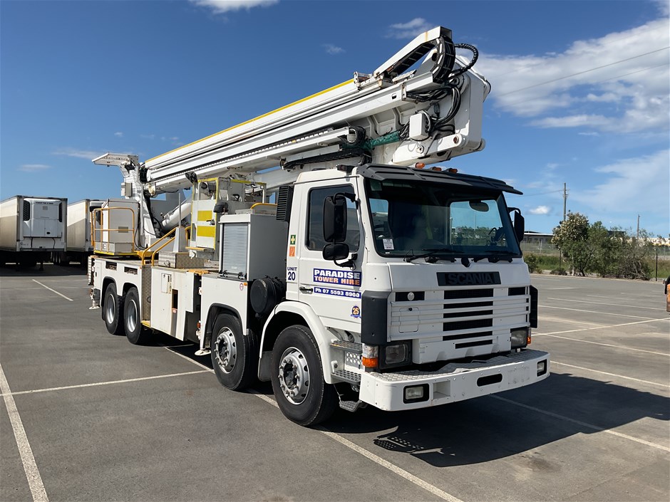 1995 Scania P113 8 x 4 40m Cherry Picker Truck Auction (0175-7057427 ...