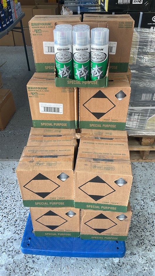 60 Cans (10 Boxes) Rustoleum Gloss Clear Spray Paint Auction (0127 ...