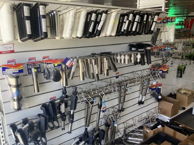 Large Amount Of Stainless Steel And Plastic Fishing Rod Holders And ...