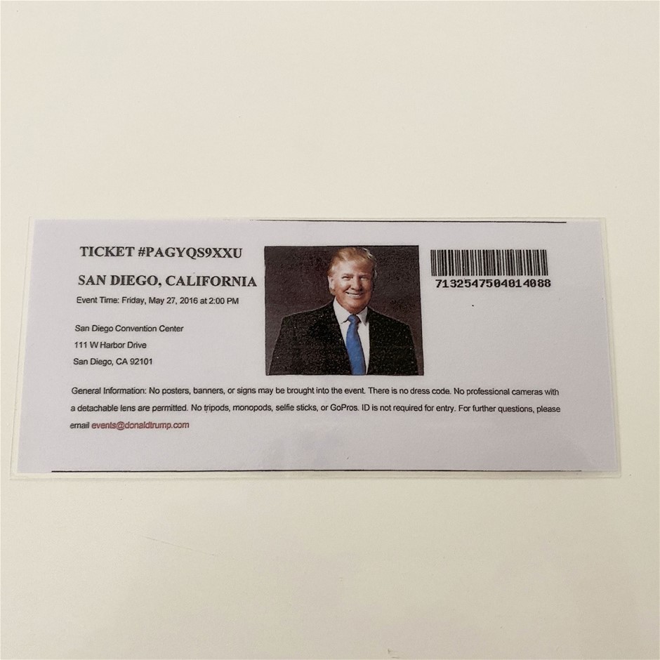 Donald Trump 2016 Maga Rally Event Ticket Auction (0022-2567869 ...