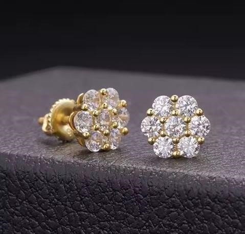Diamonds Moissanite Brilliant Cut Earring 18k Real Gold Vermeil S925 Auction (0002-2568345 ...