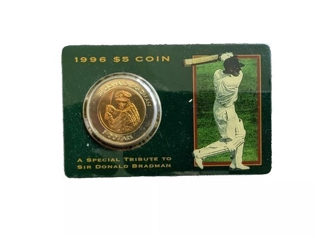 Bradman 5 Dollar Bi Metal Coin on Card of Issue 1996 Issued by RAM ...