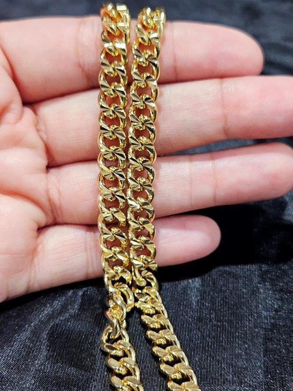18k Italy Stamped Yellow Gold Filled Cuban Chain (18k/Italy)-60cm ...