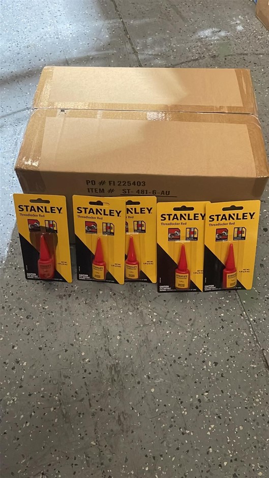 Carton of Stanley red threadlocker 72 units per carton. Please note ...