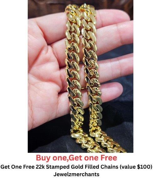 18K Yellow Gold Filled Cuban Chain Stamped(18K)-50Cm Auction (0001 ...