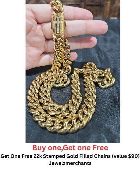 18K Yellow Gold Filled Cuban Chain Stamped(18K)-60Cm Auction (0006 ...