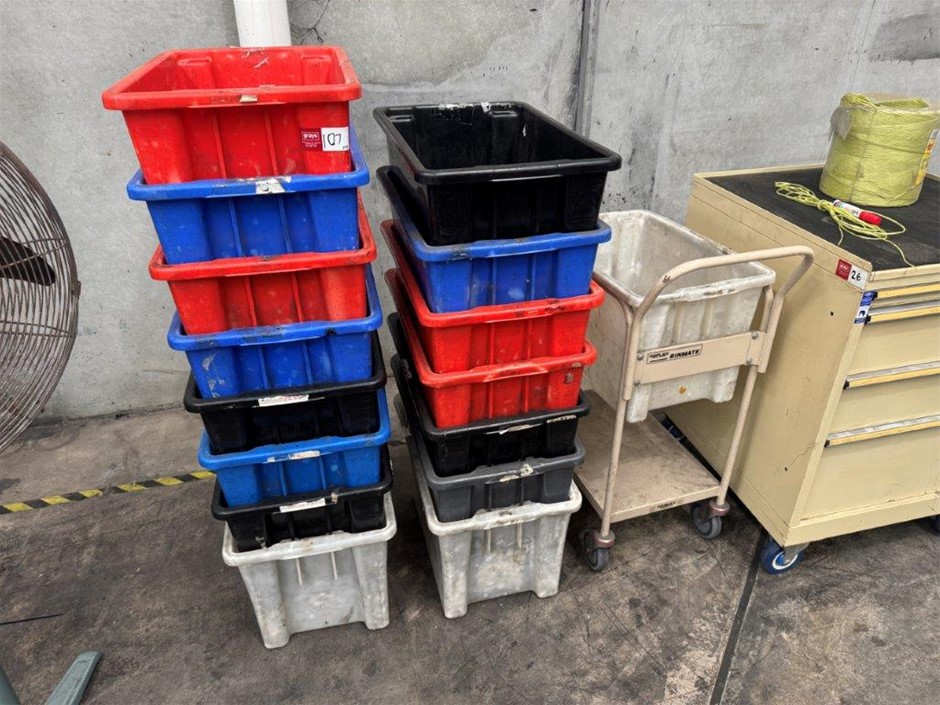 Poly Tubs x16, With Trolley Auction (0107-5059833) | Grays Australia