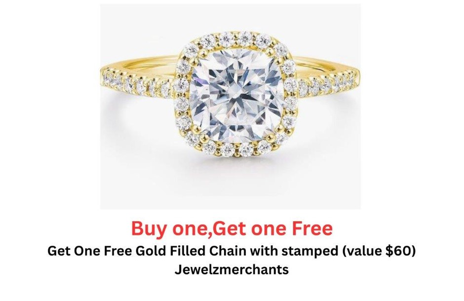 2.0CT GRA Moissanite white Brilliant Cut 18k Real Yellow Gold Vermeil Ring Auction (0001-2568901 ...