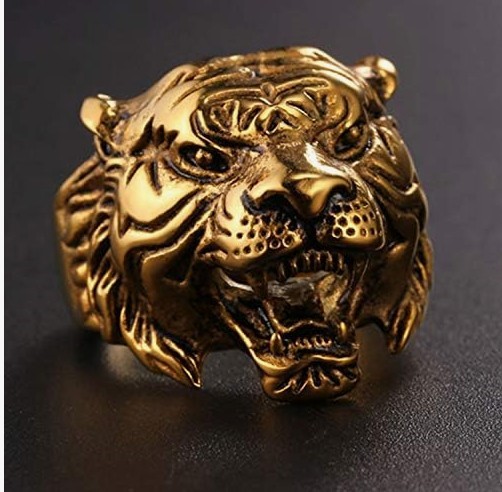 Tiger Head Ring in 18k triple yellow gold plating Auction (0004-2569097 ...