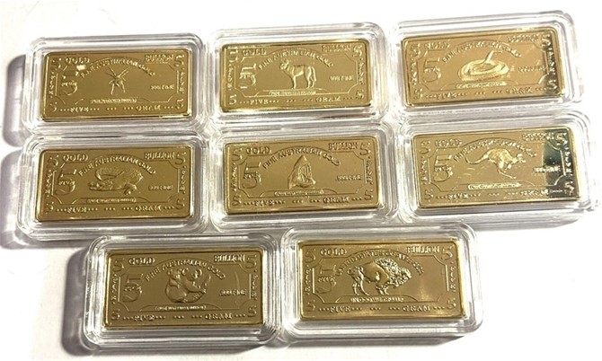 2014 Set of 8 x 5 g Certified "Aust Animal Series" Finished 999 24k ...