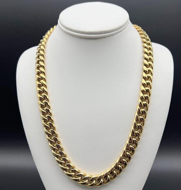 18k Yellow Gold Filled Cuban Chain stamped(18K)-55cm Auction (0002 ...