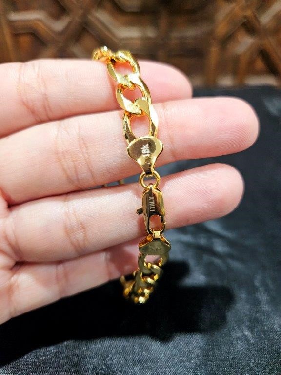 18k Italy Stamped Yellow Gold Filled Cuban Bracelet (18k/Italy)-20cm ...