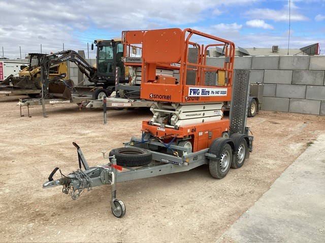 2020 BJAM R48TA Tandem Plant Trailer & Snorkel S3219E Scissor Lift ...