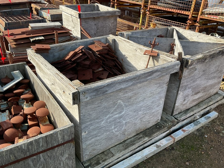 Wooden Crate of Assorted Steel Structural Support Spacers Auction (0026 ...