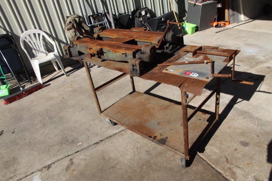 John Heine 57H Dual Sided Flat Bench Folders on Steel Stand Auction ...