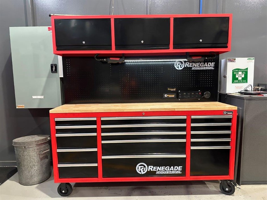 RENEGADE INDUSTRIAL 72" 15 Drawer Tool Cabinet Workstation Auction ...