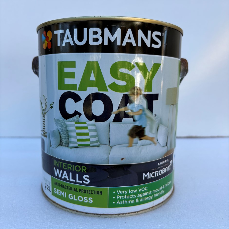 Taubmans Easy Coat 2L Semi Gloss Wall Paint WHITE Auction (0001-2570891 ...