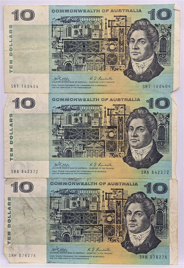 GROUP OF 1968 AUSTRALIAN TEN DOLLAR BANKNOTES Auction (0005-2572008 ...