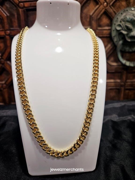 18K/Italy Stamped Solid Heavy Yellow Gold Filled Cuban Chain -60cm ...