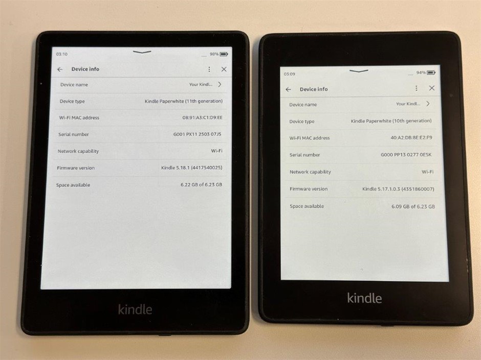 2 x Paperwhite Kindles Incl: 11, 10th Gen Models Auction (0010-5060859 ...