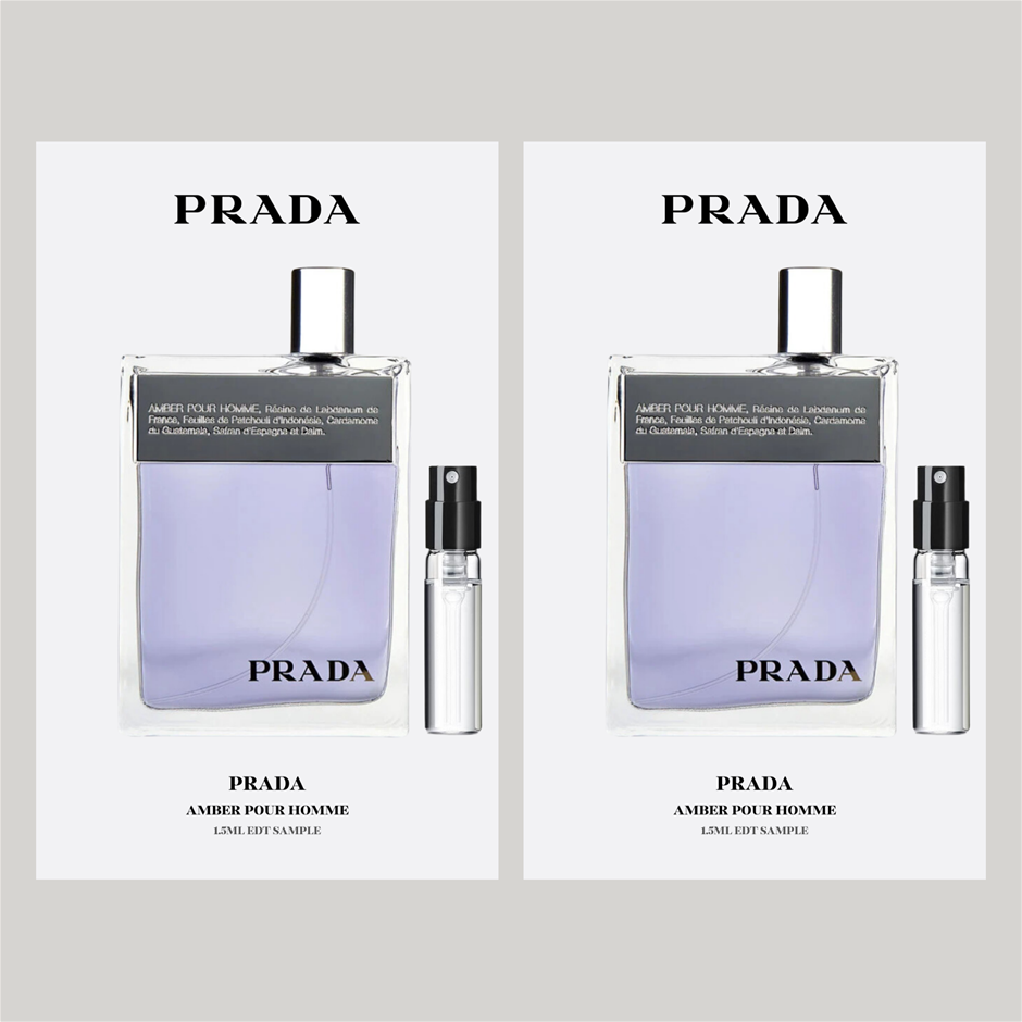 Prada Amber Pour Homme EDT 1.5ml Sample Fragrance Perfume Spray (2pc ...