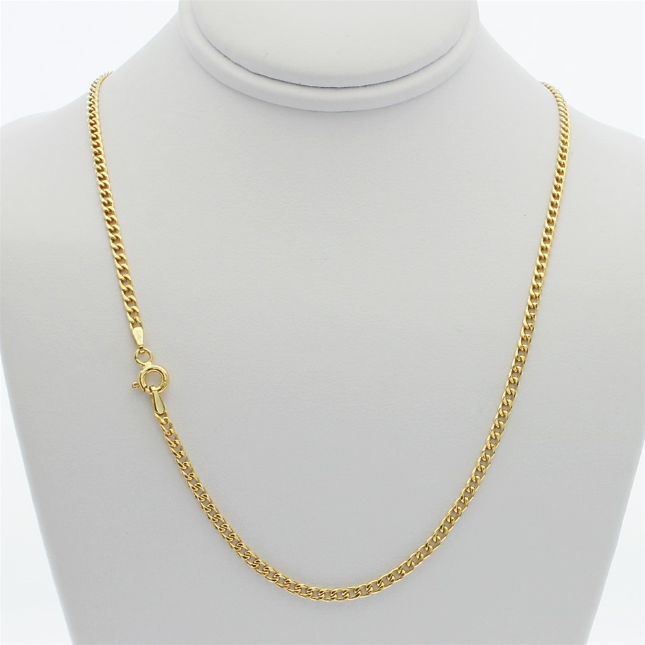 Genuine Italian 9 Karat Yellow Gold 70 cm Curb Chain Necklace Auction ...