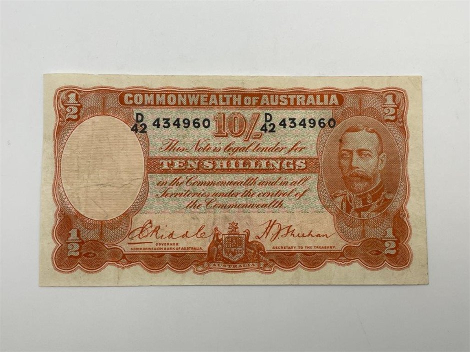 AU Commonwealth of Australia '10 Shillings' paper banknote. C:1936 ...