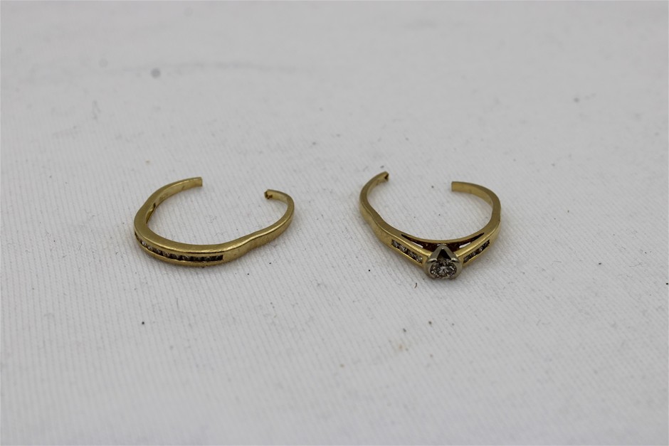 2 x Stamped 18ct Yellow Gold, Diamond Set Rings-Damaged Auction (0005 ...